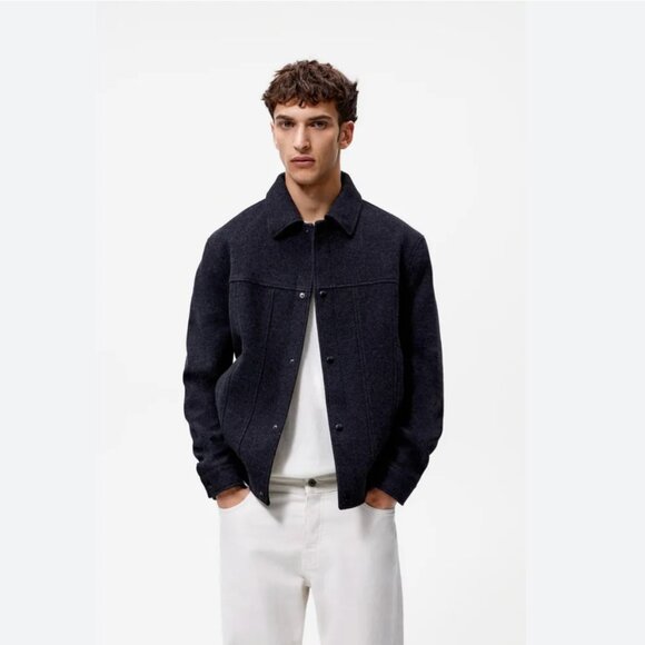 Zara | Jackets & Coats | Zara Men Jacket Charcoal Bomber Jacket Coat 738643 Large L Msrp 19 ...